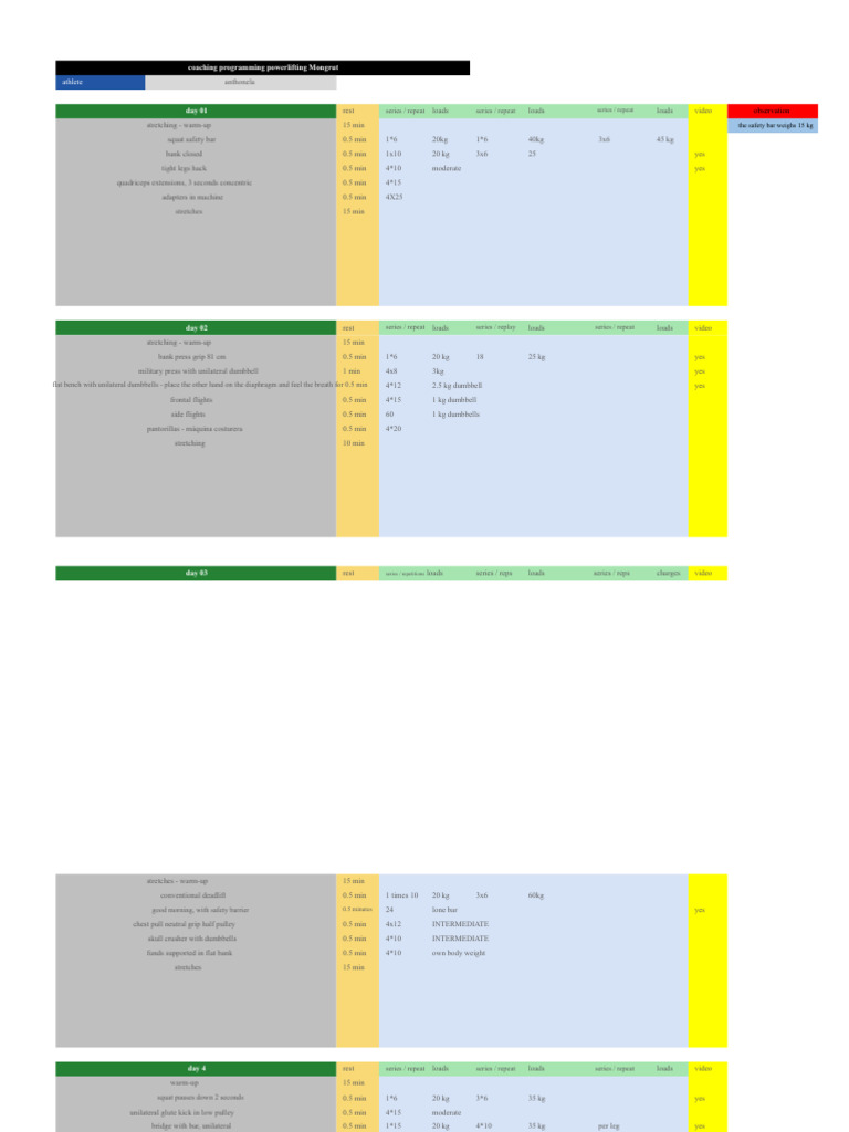 Block - Powerlifting Program | PDF | Management Of Obesity | Physical ...