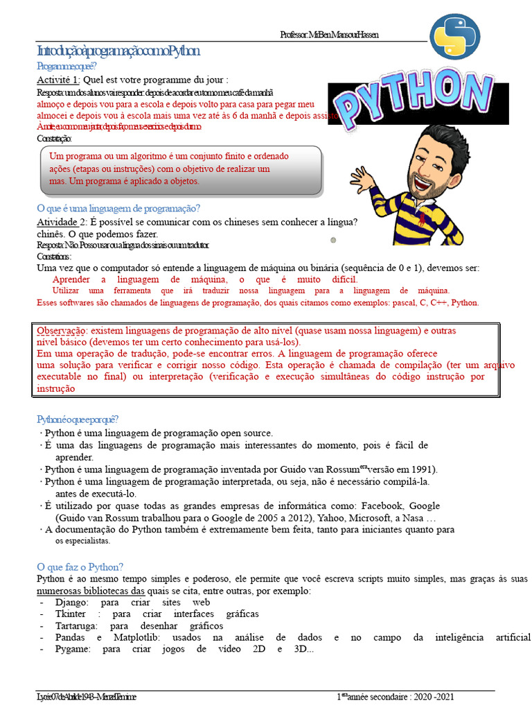 Tp1 Python Turtle v hassen 2020_2021 corrigido | PDF | Linguagem de ...