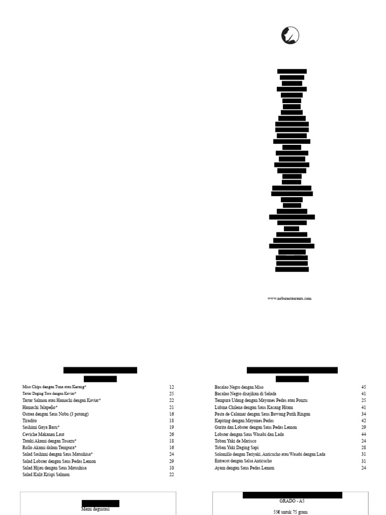 Nobu-Menu-Makan Malam-ESP | PDF