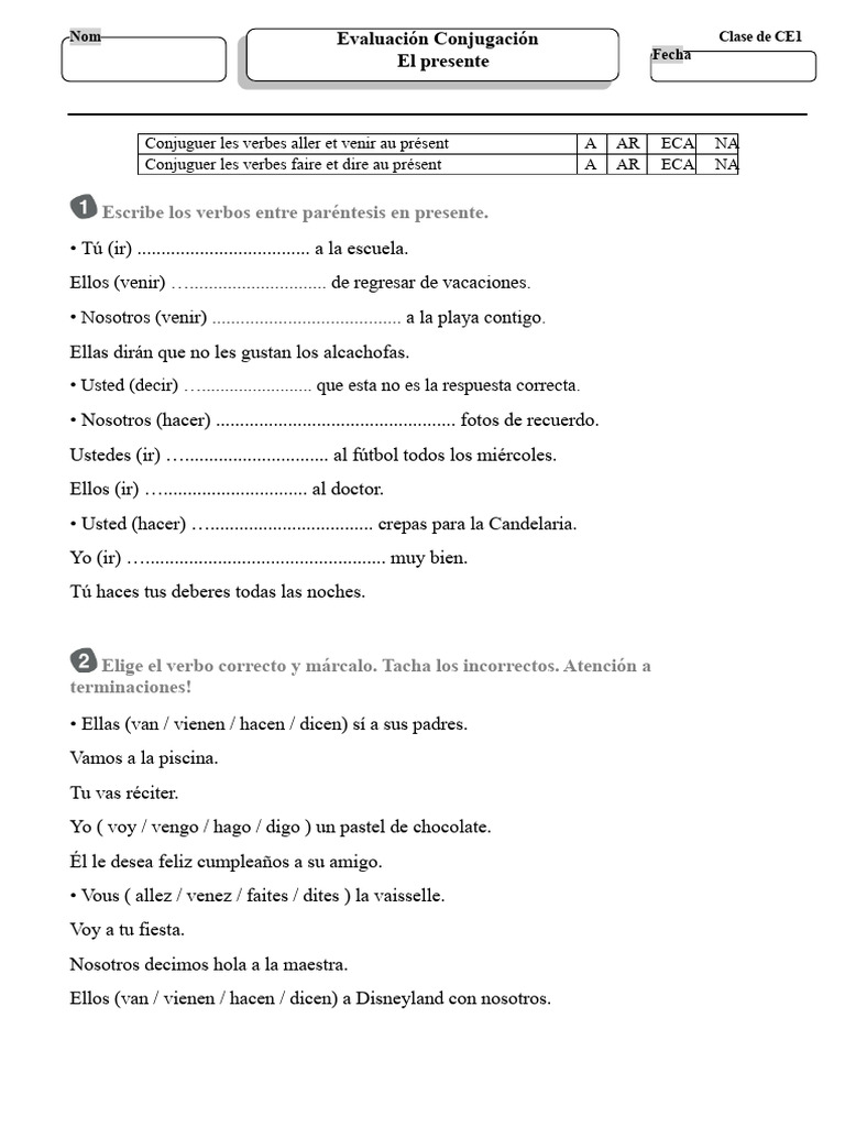 Los Verbos Ir Venir Hacer Decir en Presente | PDF