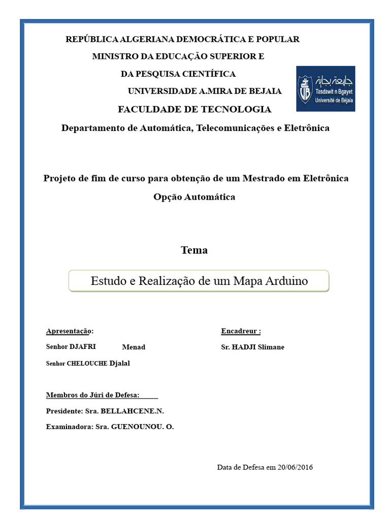 Estudo e Realização de um Mapa Arduino | PDF | Arduino | Rede elétrica