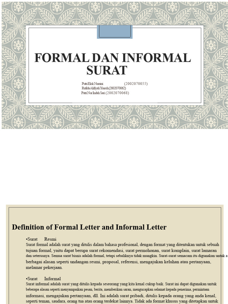 Perbedaan Surat Formal dan Informal | PDF