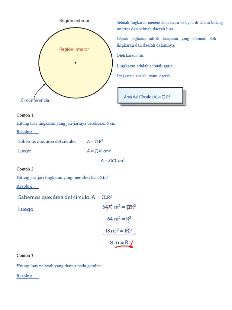 Masalah Dengan Luas Lingkaran Untuk Kelas Lima SD | PDF