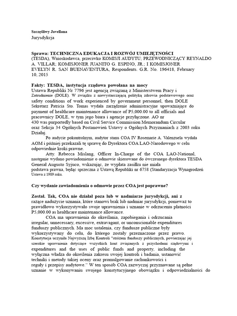 Tesda Vs Coa | PDF