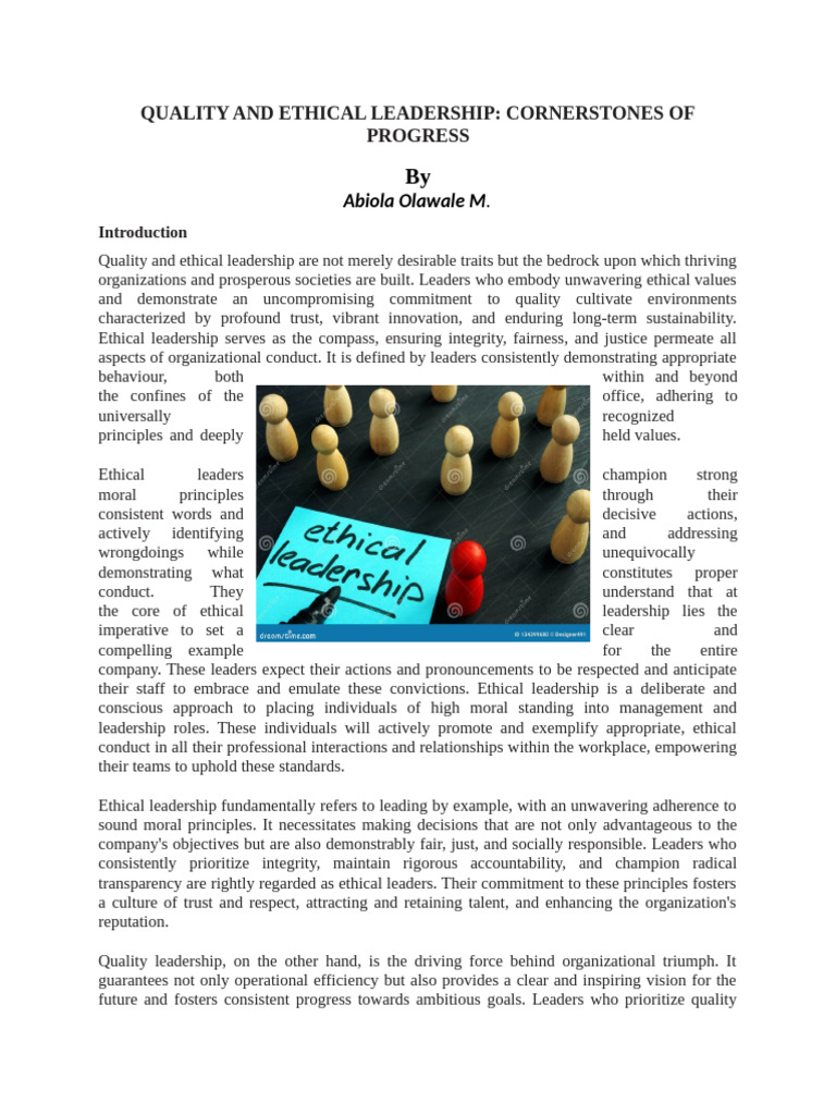 Quality and Ethical Leadership | PDF | Leadership | Integrity