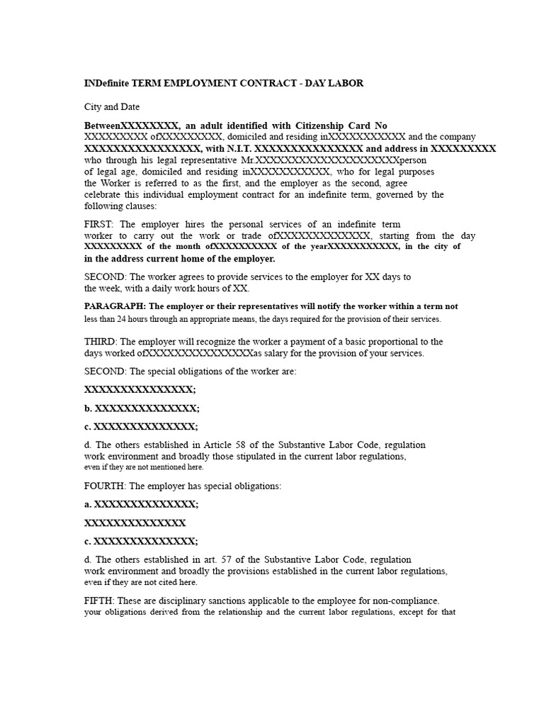 Minutes of Employment Contract For Daily Wage | PDF | Employment ...