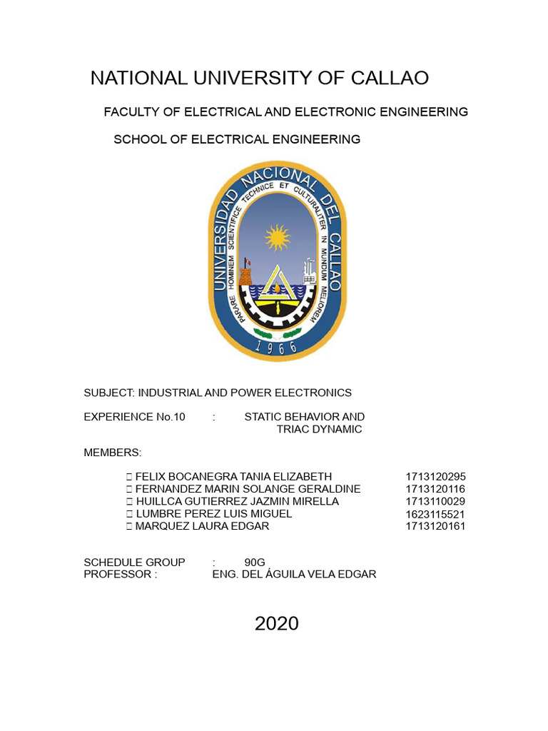TRIAC Behavior in Power Electronics Lab | PDF | Power Electronics ...