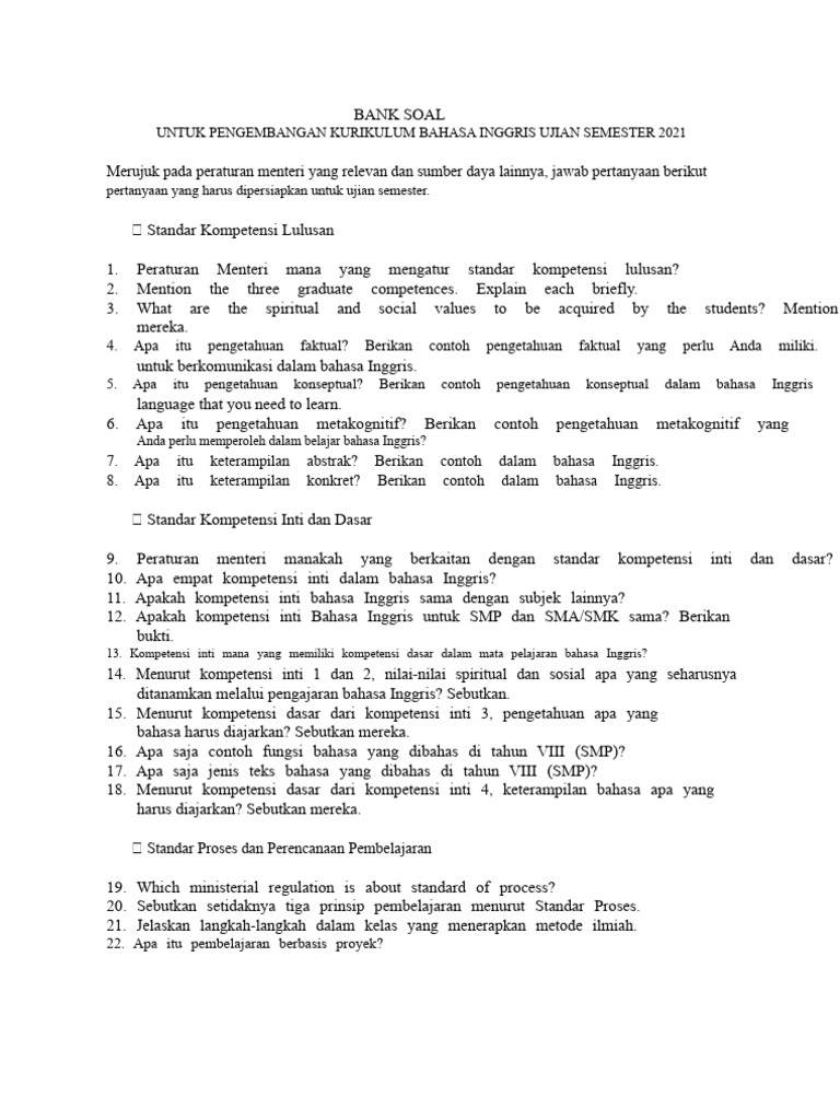 Bank soal ECD ujian semester 2021 | PDF