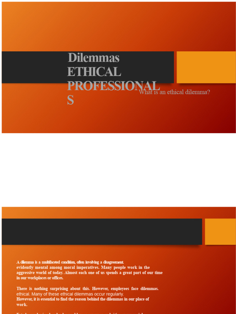 Understanding Ethical Dilemmas at Work | PDF