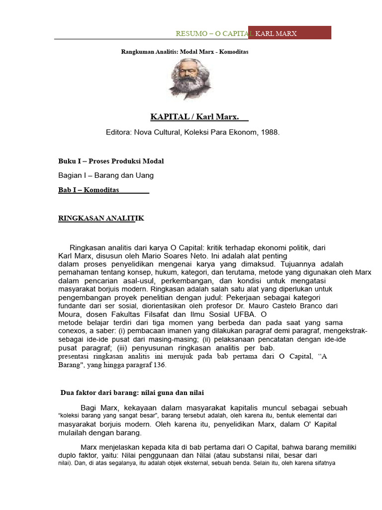 Rangkuman Analitis Modal Marx | PDF