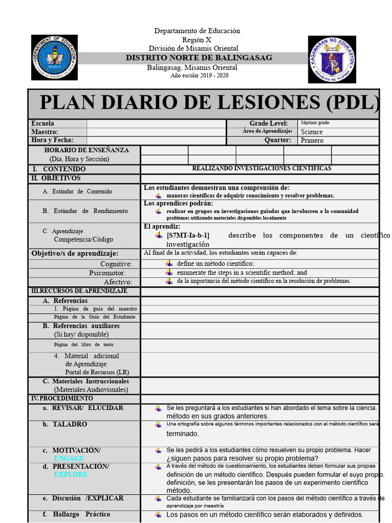 S7MT-Ia-1 (primer día) | PDF | Método científico | Aprendizaje