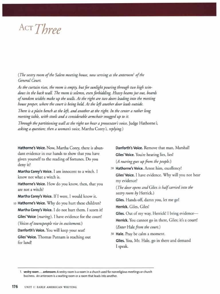 The Crucible Act Three Summary | PDF | Cain And Abel