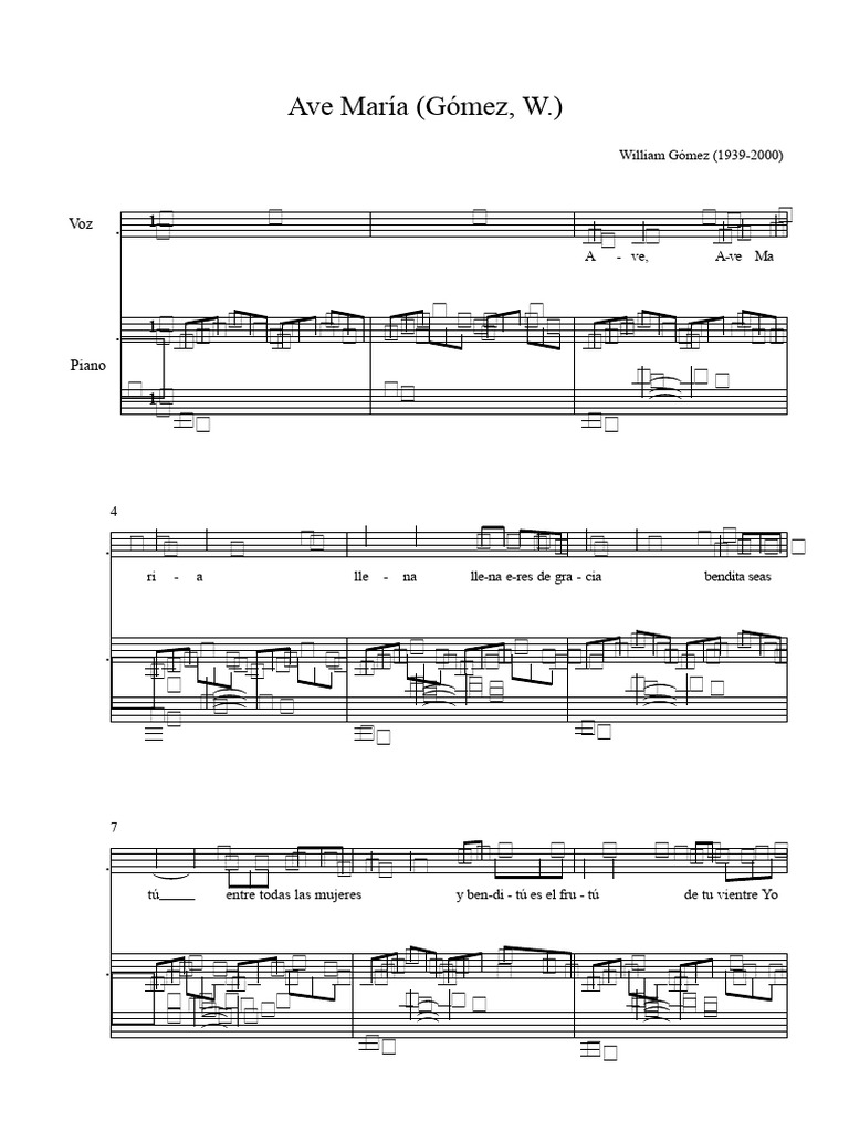 Letra de "Ave María" de W. Gómez | PDF