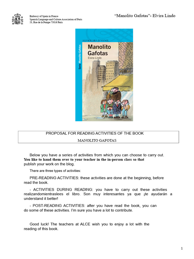 Reading Activities for Manolito Gafotas | PDF
