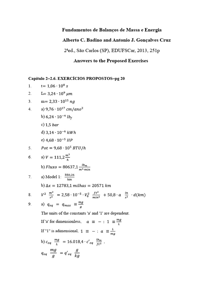 Resolved Fundamentals of Mass and Energy Balances | PDF | Quantity ...