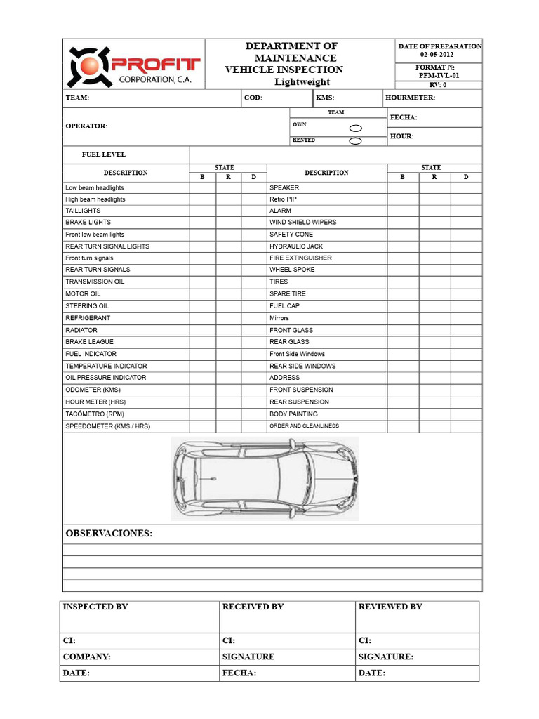 Format Vehicle Inspection Light and Heavy PDF | PDF | Loader (Equipment ...