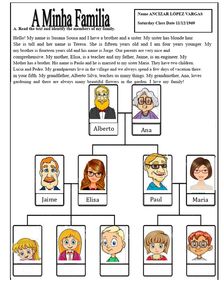 My Family Reading Comprehension Work Sheet - 70094 | PDF | Kinship And ...