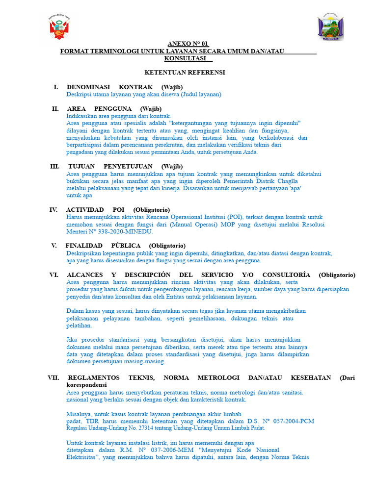Format Terminologi Layanan Kontrak | PDF