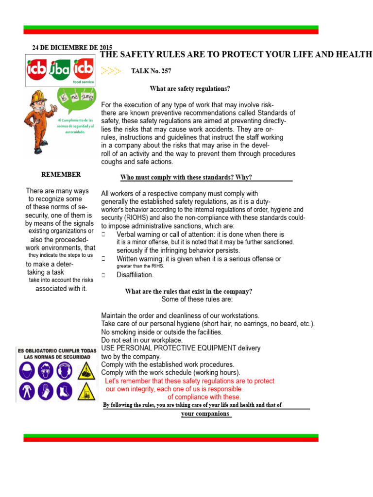 Talk 257 The Safety Rules Are To Protect Your Life and Health | PDF ...
