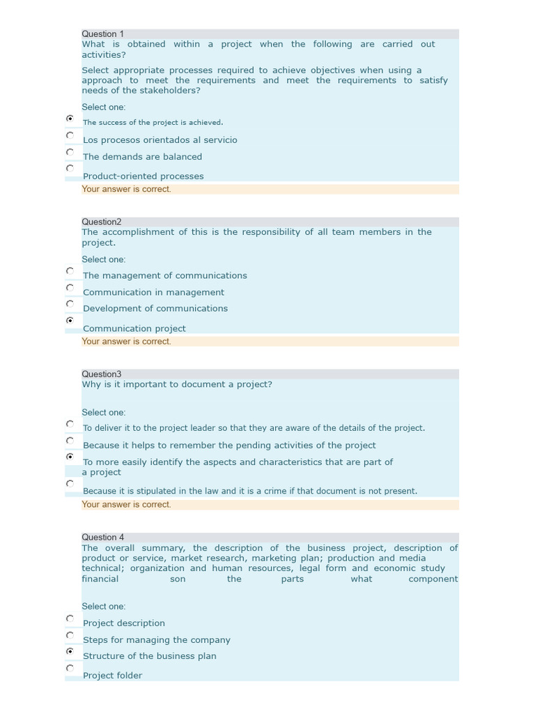 Project Management Essentials Quiz | PDF | Project Management ...