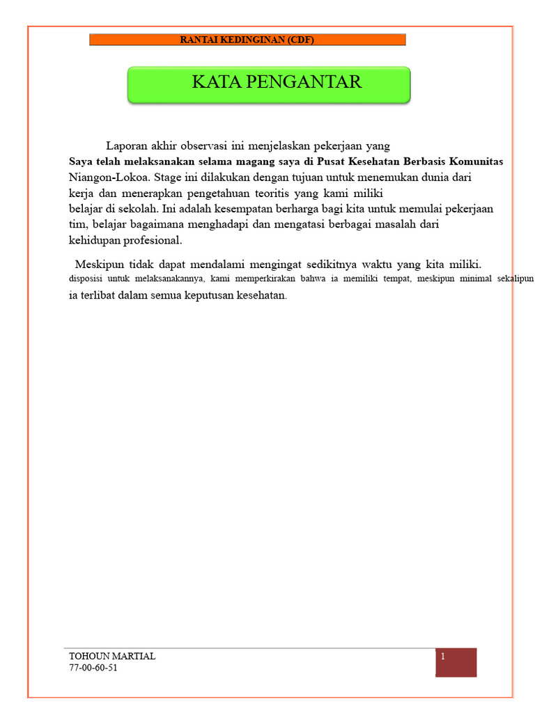 LAPORAN MAGANG KOMUNITAS TENTANG CDF | PDF