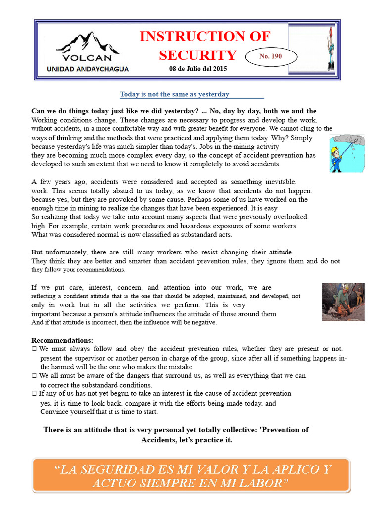Today Is Not The Same As Yesterday | PDF | Occupational Safety And ...