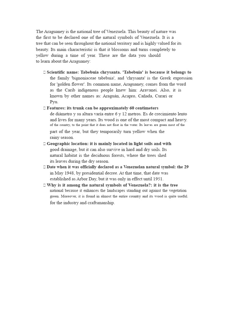 Araguaney: Venezuela's National Tree | PDF