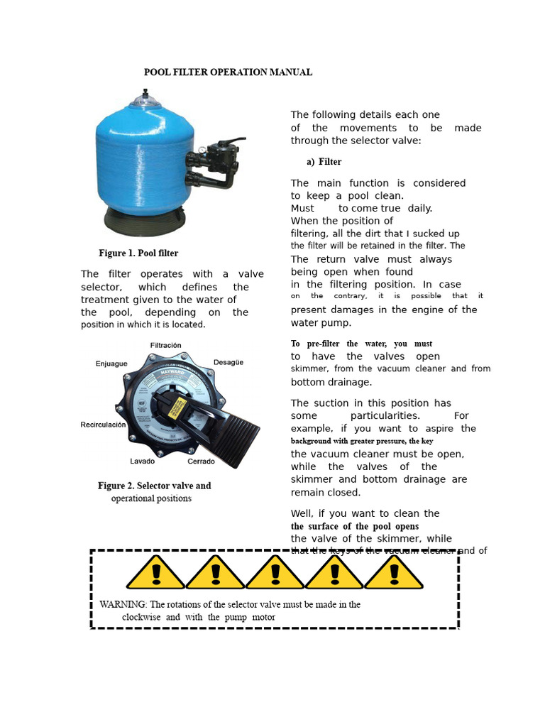 Pool Filter Selector Valve Guide | PDF | Pump | Filtration