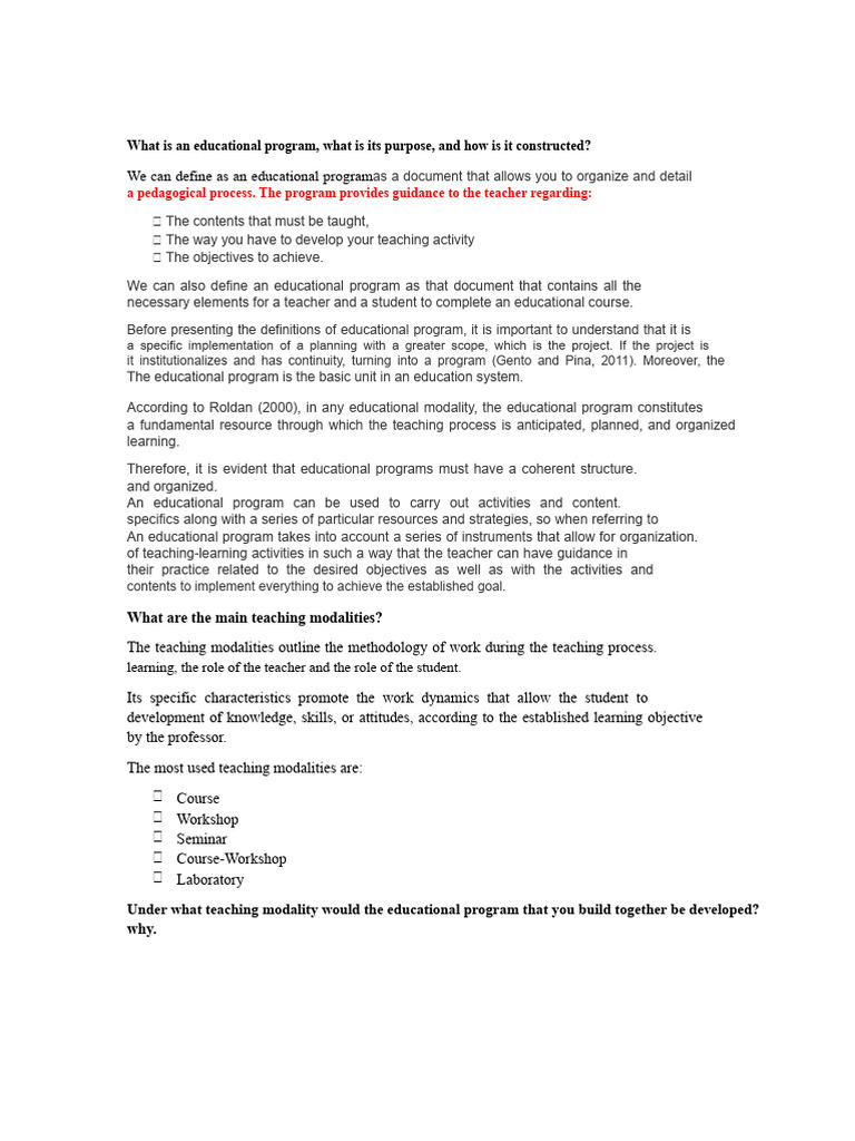 Understanding Educational Programs and Their Structure | PDF ...