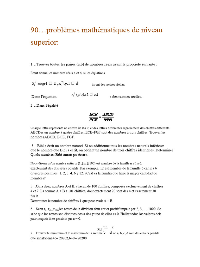 Problèmes mathématiques avancés | PDF | Triangle | Nombre