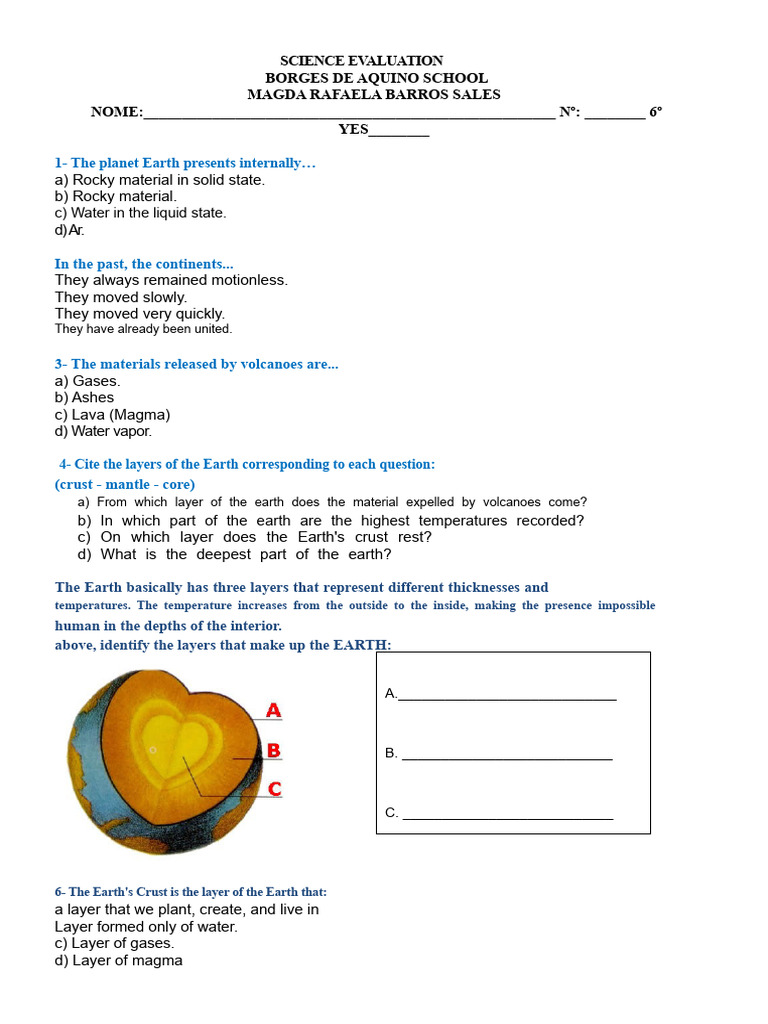 Science Assessment 6th Grade | PDF | Earth Sciences | Earth
