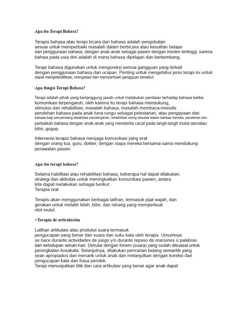Panduan Terapi Bahasa untuk Anak | PDF
