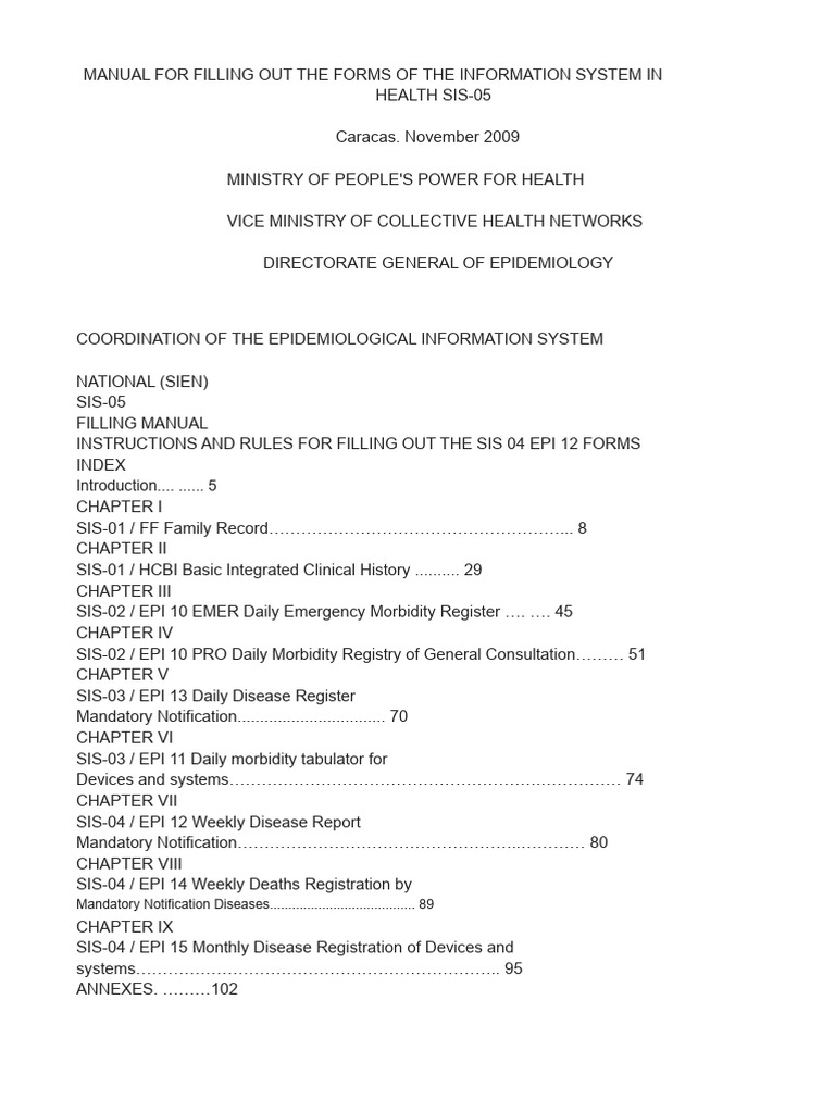 Manual For Filling Out The Health Information System SIS Forms | PDF ...