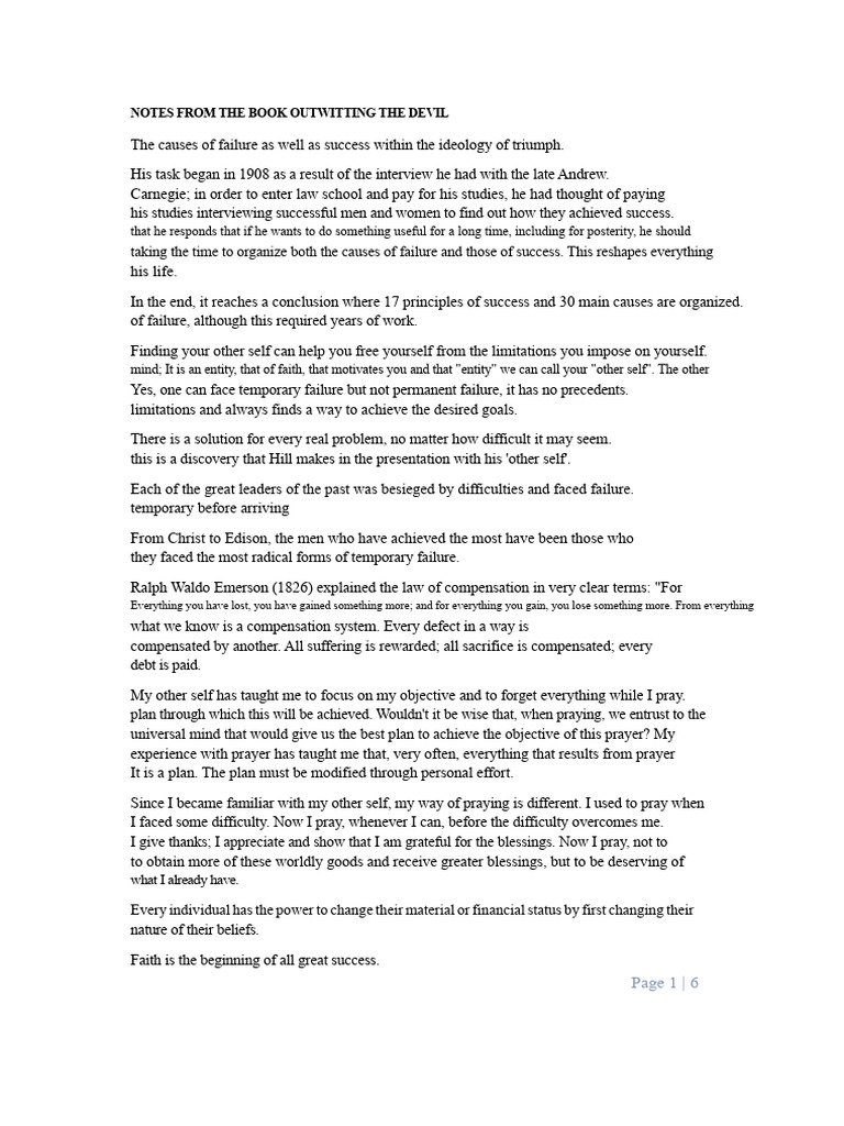 Notes From The Book Outsmarting The Devil | PDF | Thought | Mind