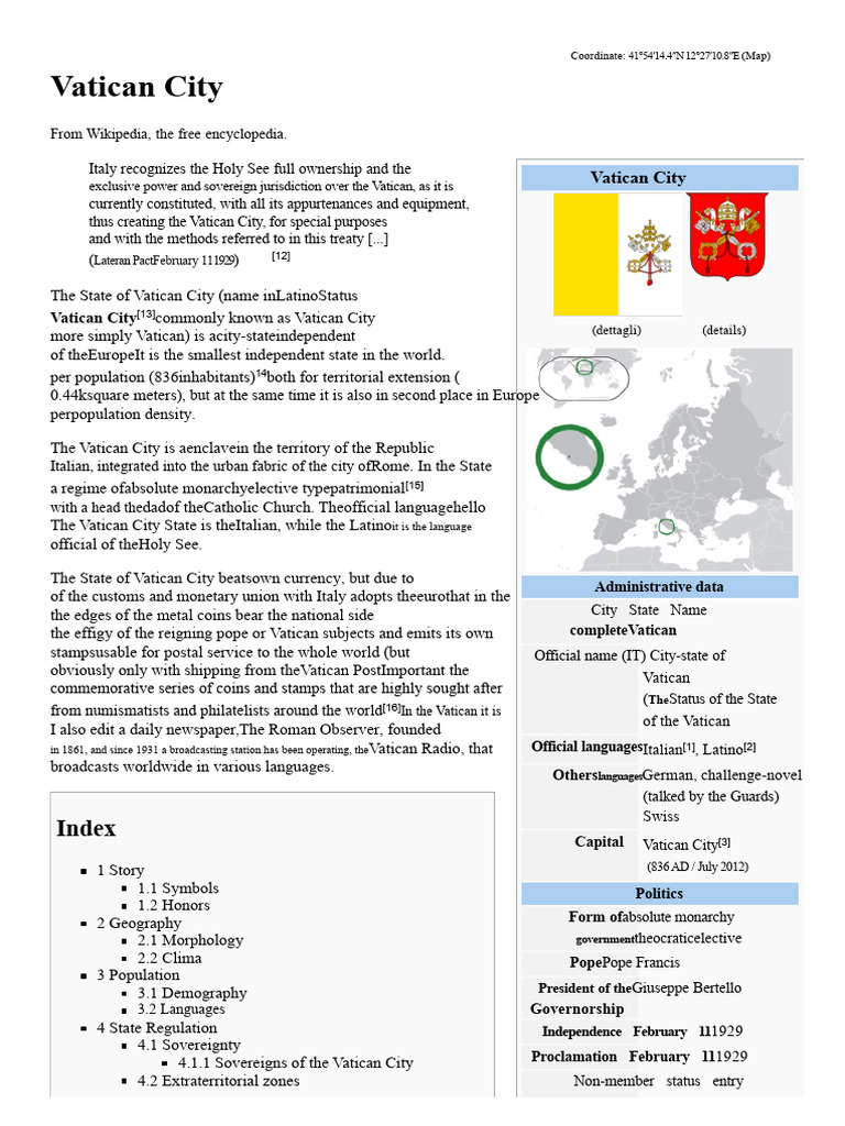 Vatican City | PDF | Holy See | Vatican City