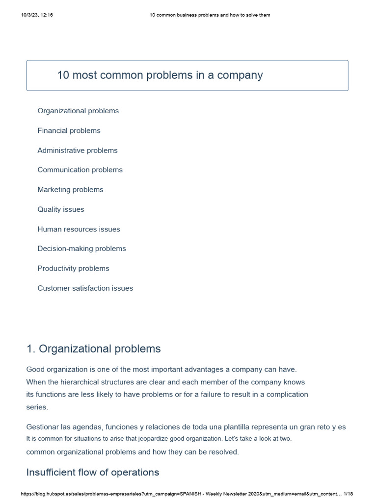 10 Common Business Problems and How To Solve Them | PDF | Supply Chain ...
