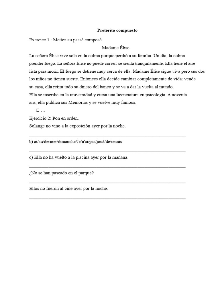 Ejercicios de Pretérito y Imperfecto | PDF