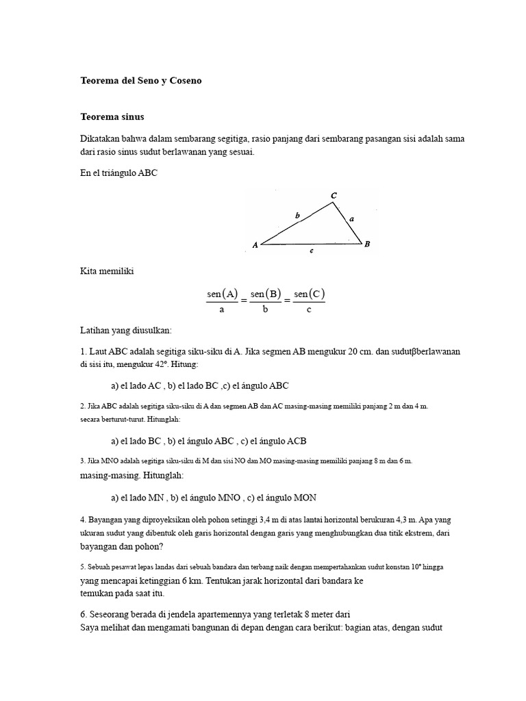 Teorema Sinus Dan Cosinus | PDF