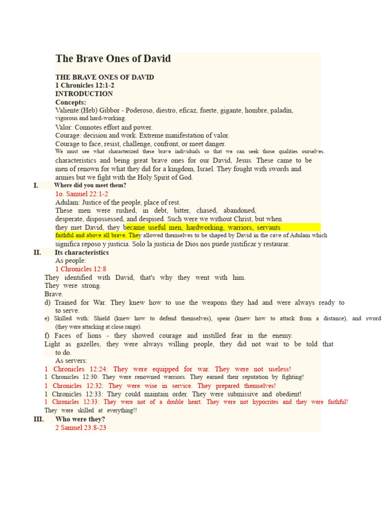 The Brave Ones of David Sermon | PDF | David | Books Of Samuel