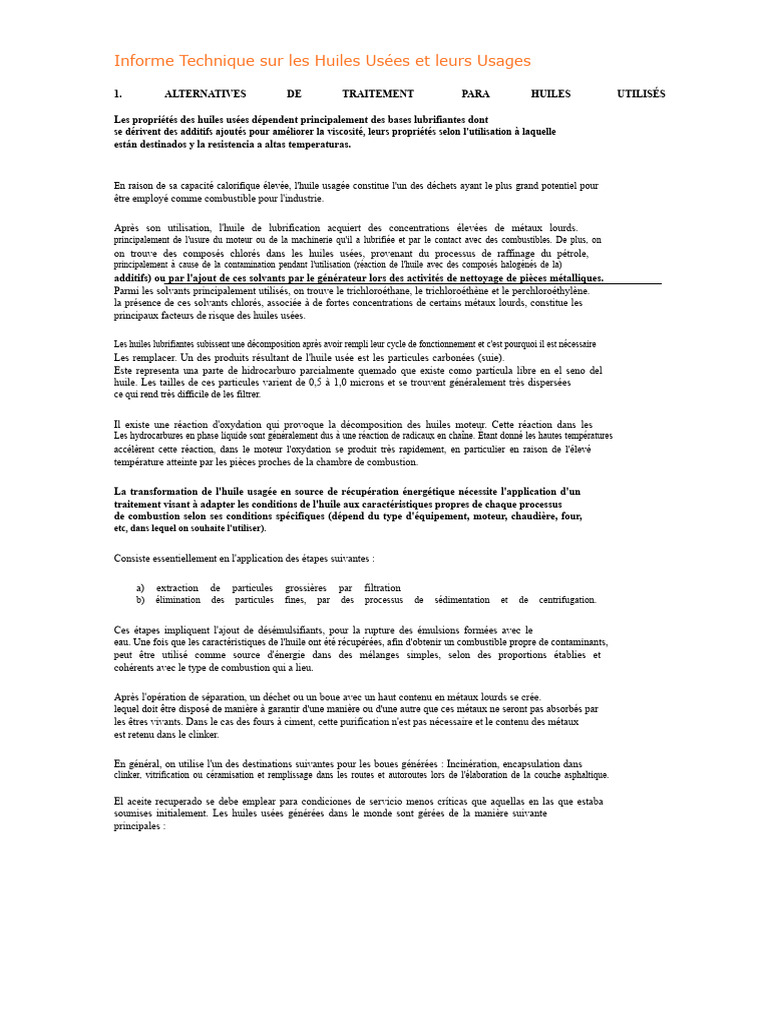Traitement et Valorisation des Huiles Usées | PDF | Combustible | La ...
