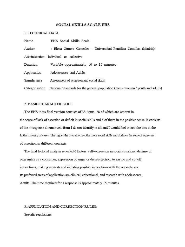 Social Skills Scale | PDF | Validity (Statistics) | Anger