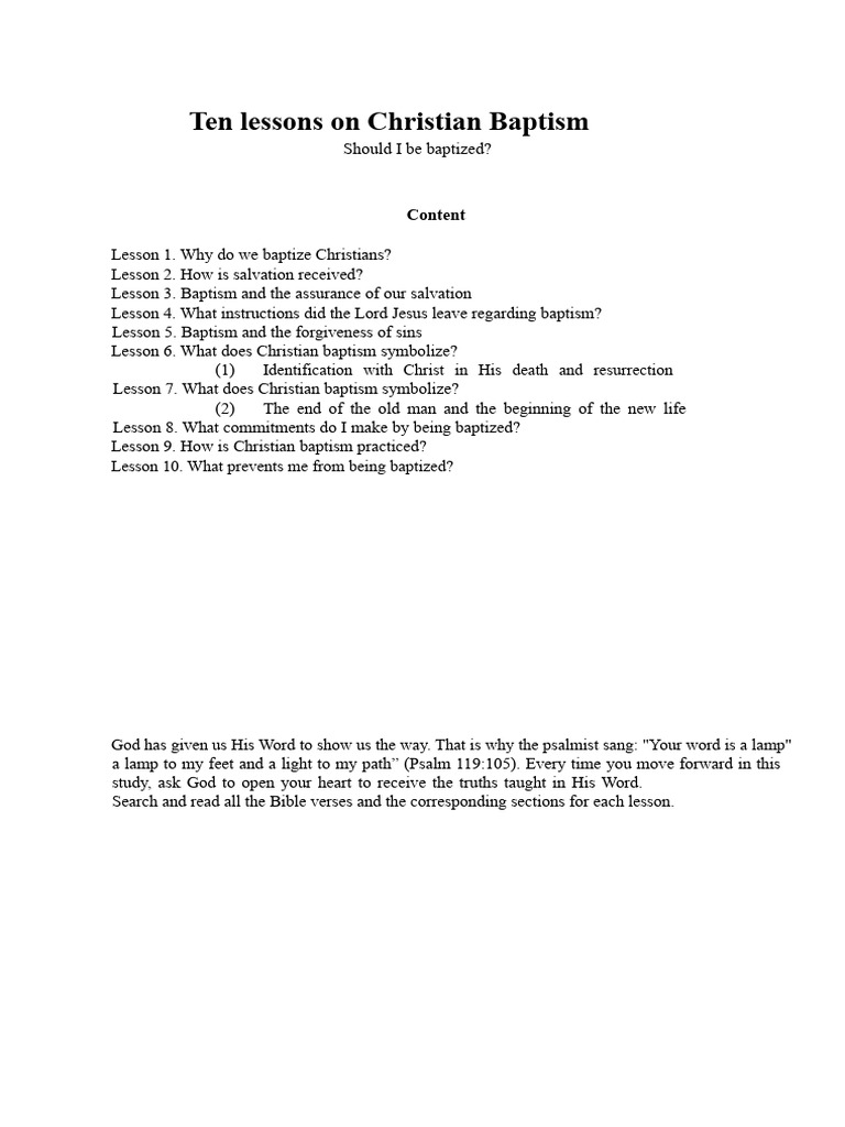 Understanding Christian Baptism: 10 Lessons | PDF | Baptism | Jesus