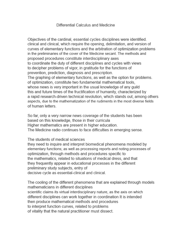 Differential Calculus and Medicine | PDF | Enzyme | Mathematics