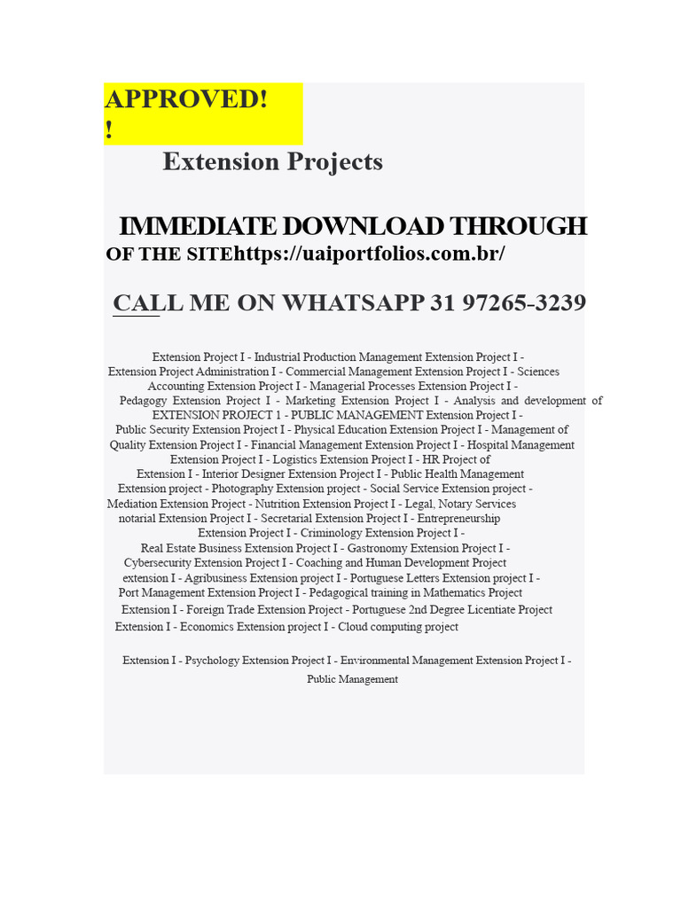 Approved Extension Projects 31 97265-3239 | PDF