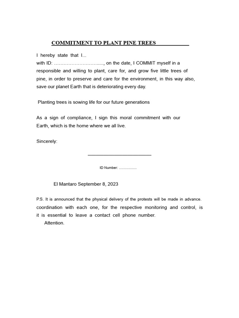 Commitment to Plant Pine Trees | PDF