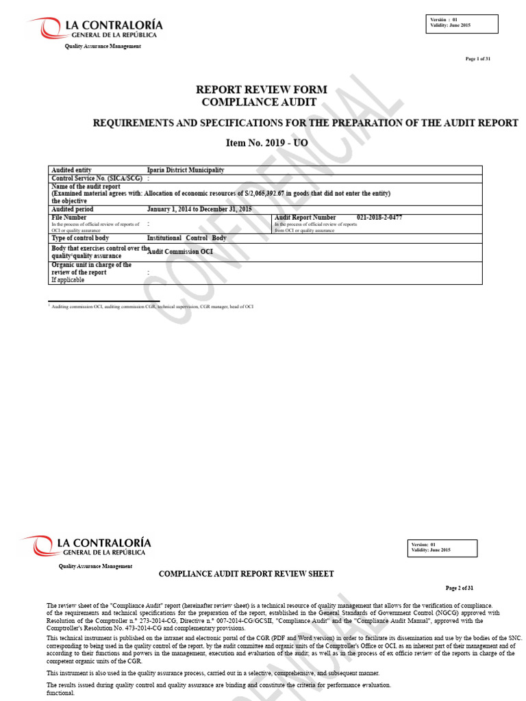 Compliance Audit Report Review Guide | PDF | Audit | Internal Control