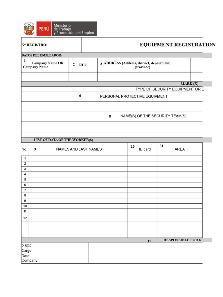 Safety or Emergency Equipment Register | PDF