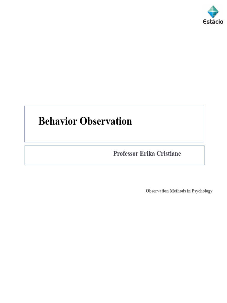 Observation Methods in Psychology | PDF | Psychology | Scientific Method