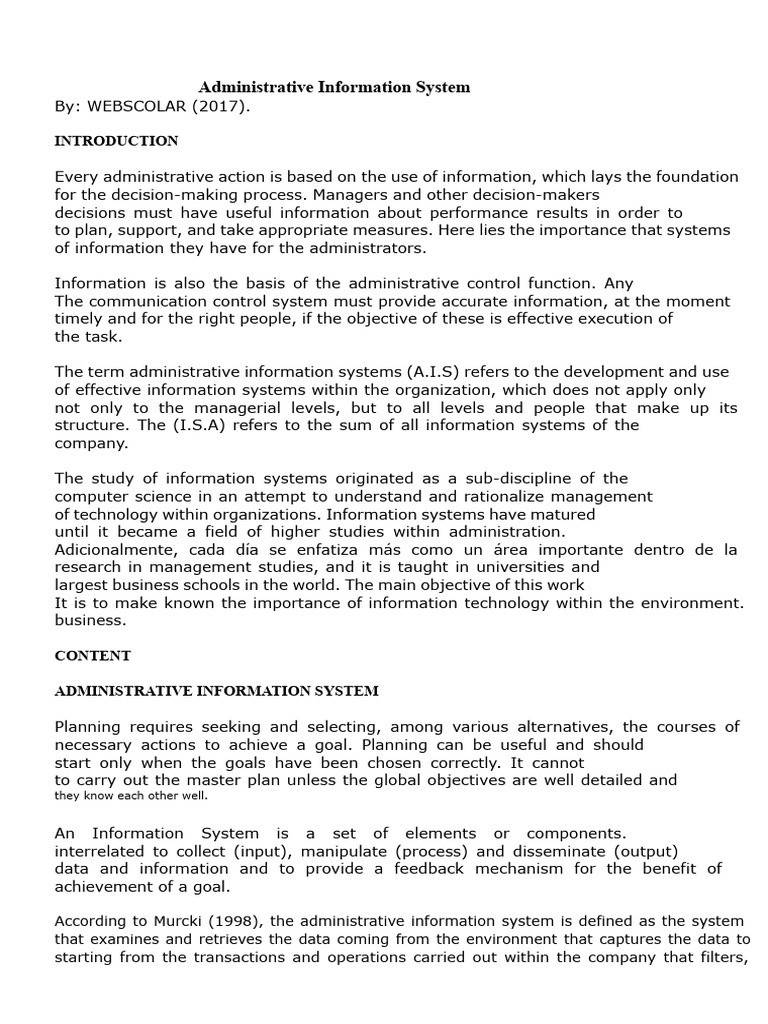 Understanding Administrative Information Systems | PDF | System ...