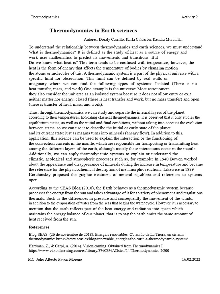 Thermodynamics in Earth Sciences Explained | PDF | Heat | Thermodynamics